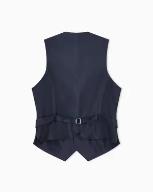 Giorgio Armani Single-breasted Pinstripe Vest In Pure Virgin Wool