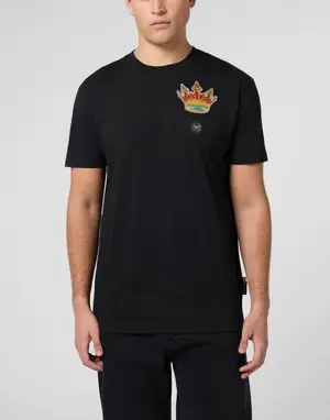 Philipp Plein Round Neck T-shirt Crown Crystals - Black