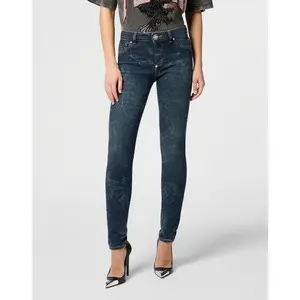 Philipp Plein Jeggings Butterfly Tattoo - Dotline Blue