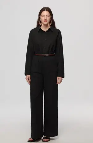 JUANA Lyricist Natural High Rise Pull-on Wide Leg Pants - Black