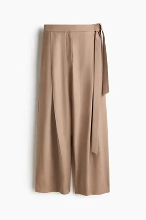 H&m Tie-detail Twill Pants - Beige