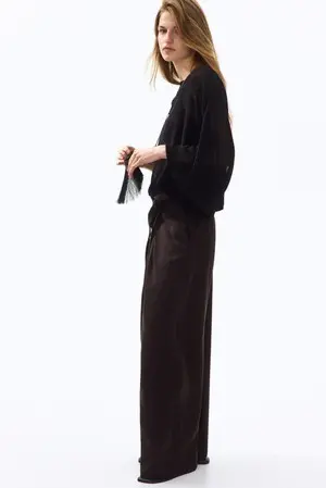 H&m Tie-detail Twill Pants - Dark Brown