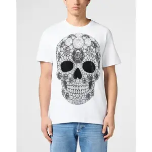 Philipp Plein Round Neck T-shirt Skull Stones - White/black