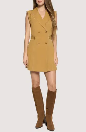 LOST + WANDER Sleeveless Double-breasted Romper - Tan