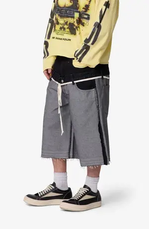 Mnml Ultra Baggy Inside Out Denim Shorts