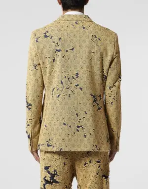 Philipp Plein Destroyed Denim Jacquard Blazer Monogram