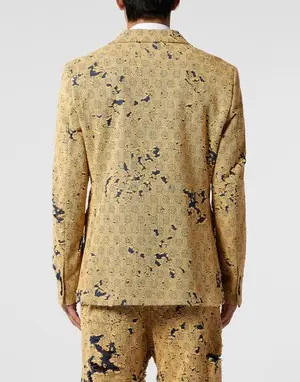 Philipp Plein Destroyed Denim Jacquard Blazer Monogram