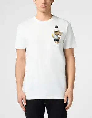 Philipp Plein Round Neck T-shirt Teddy Tennis Patch - Offwhite