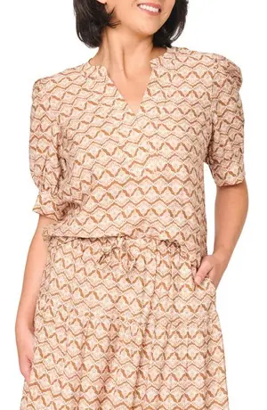 GIBSONLOOK Notch Neck Pullover Top Mocha Shell