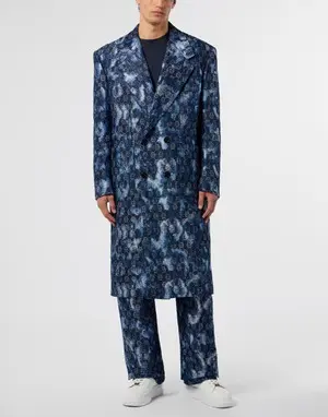 Philipp Plein Jacquard Denim Coat Monogram - Navy