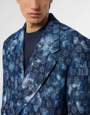 Philipp Plein Jacquard Denim Coat Monogram