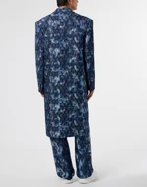 Philipp Plein Jacquard Denim Coat Monogram