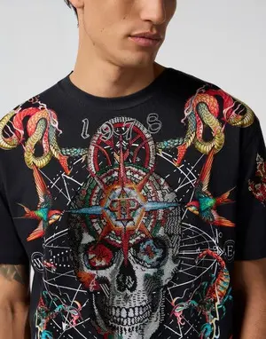 Philipp Plein Round Neck T-shirt Tattoo Stones - Black