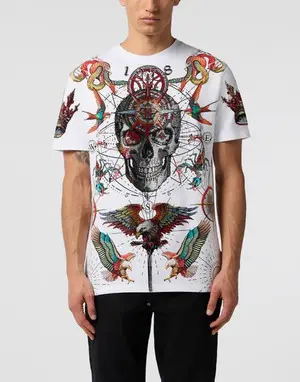 Philipp Plein Round Neck T-shirt Tattoo Stones - White