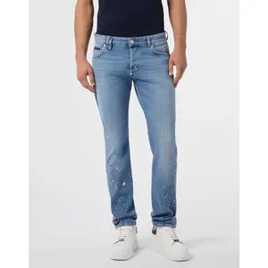 Philipp Plein Super Straight Cut Jeans With Paint Splatter - Mykonos