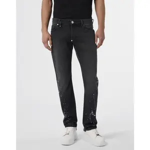 Philipp Plein Super Straight Cut Jeans Paint - Pantherblack