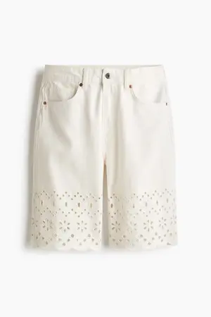 H&m Bermuda Shorts With Eyelet Embroidery