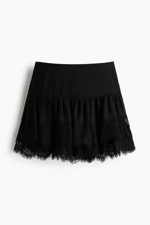 H&m Lace-trimmed Mini Skirt