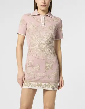 Philipp Plein Polo Mini Dress Butterfly Tattoo - Rose/pink