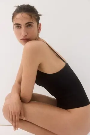 H&m Seamless Light Shape Bodysuit - Black
