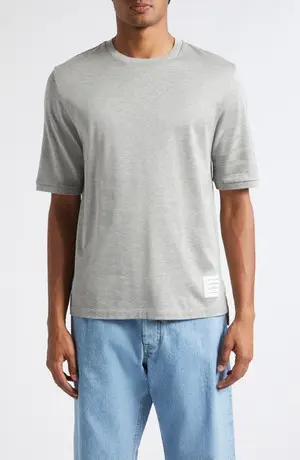 Thom Browne 4-bar Cotton T-shirt - Light Grey