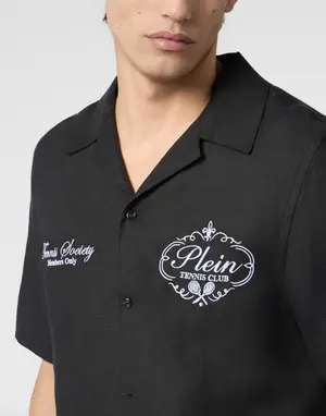Philipp Plein Linen Bowling Shirt Tennis Club