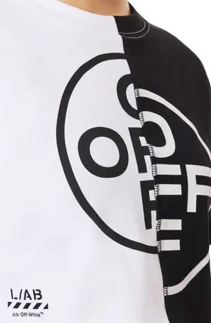 L/AB OFF-WHITE Spliced Graphic Cropped T-shirt