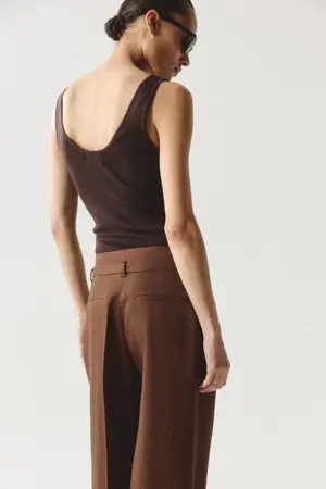H&M Wide-leg Belted Viscose-blend Twill Pants