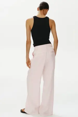 H&m Wide-leg Pants With Belt - Light Pink