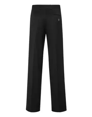Philipp Plein Wool Wide Leg Trousers - Black