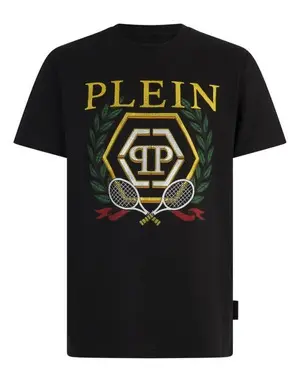Philipp Plein Round Neck T-shirt Tennis Crest - Black