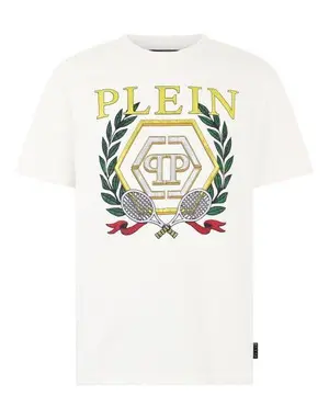 Philipp Plein Round Neck T-shirt Tennis Crest - Offwhite