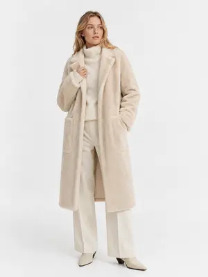MINE BILGI Melody Reversible Merino Shearling Coat With Leather Belt