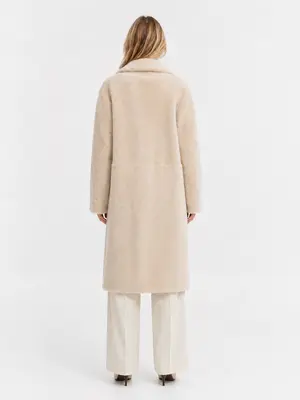 MINE BILGI Melody Reversible Merino Shearling Coat With Leather Belt