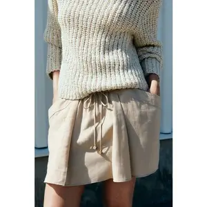 H&m Lyocell-blend Drawstring Skirt - Beige