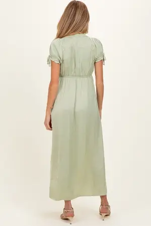 PINKBLUSH Satin Lace Detail Maternity Maxi Dress