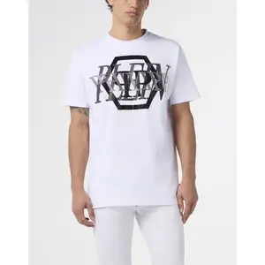 Philipp Plein Round Neck T-shirt Logo Stones - White