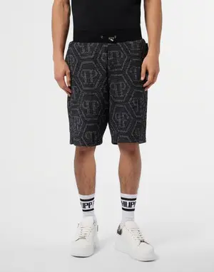 Philipp Plein Jacquard Shorts Monogram - Black
