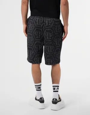 Philipp Plein Jacquard Shorts Monogram - Black