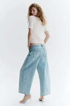 H&m Regular-waist Wide-leg Ankle Jeans