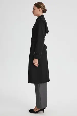 OROLAY Long Classic Trench Coat - Black