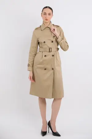 OROLAY Long Classic Trench Coat - Khaki