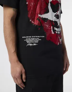Philipp Plein Round Neck T-shirt Red Skull Skull
