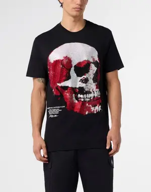 Philipp Plein Round Neck T-shirt Red Skull Skull - Black