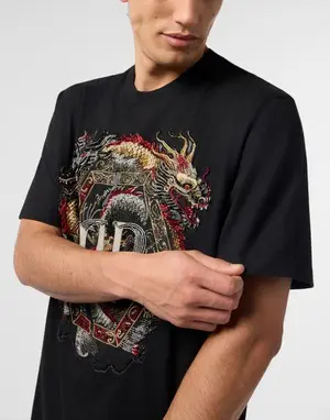 Philipp Plein Round Neck T-shirt Dragon - Black