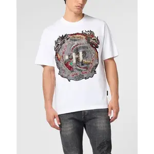 Philipp Plein Round Neck T-shirt Dragon - White
