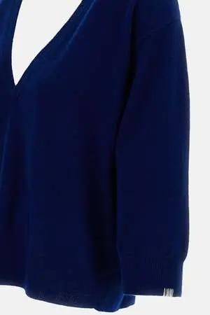 Extreme Cashmere N.491 V-neck 3/4 Sleeve Sweater - Blu