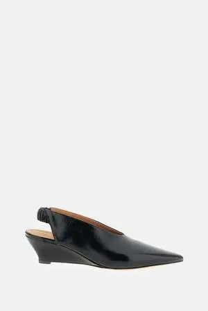 ODISSI Pointed Toe Wedge Slingbacks - Black