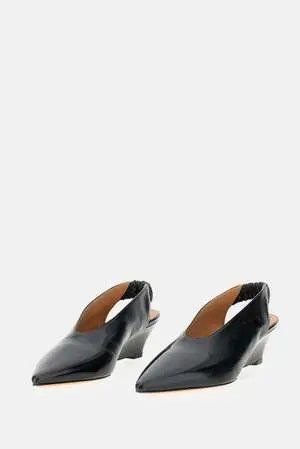 ODISSI Pointed Toe Wedge Slingbacks - Nero