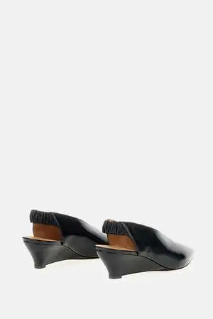 ODISSI Pointed Toe Wedge Slingbacks - Nero